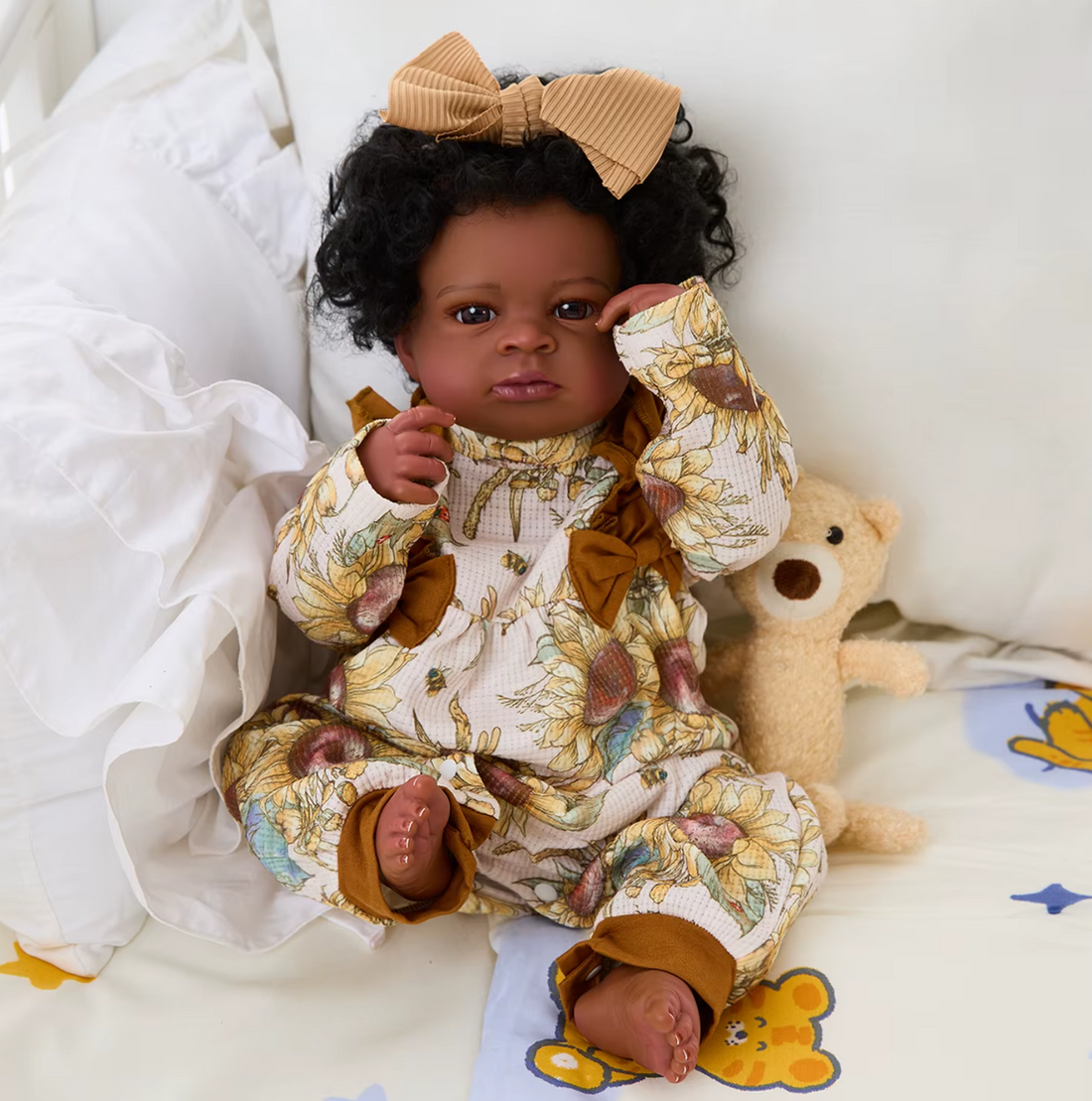 Lanny: 20-Inch African American Reborn Baby Doll with Hand-Rooted Hair ...